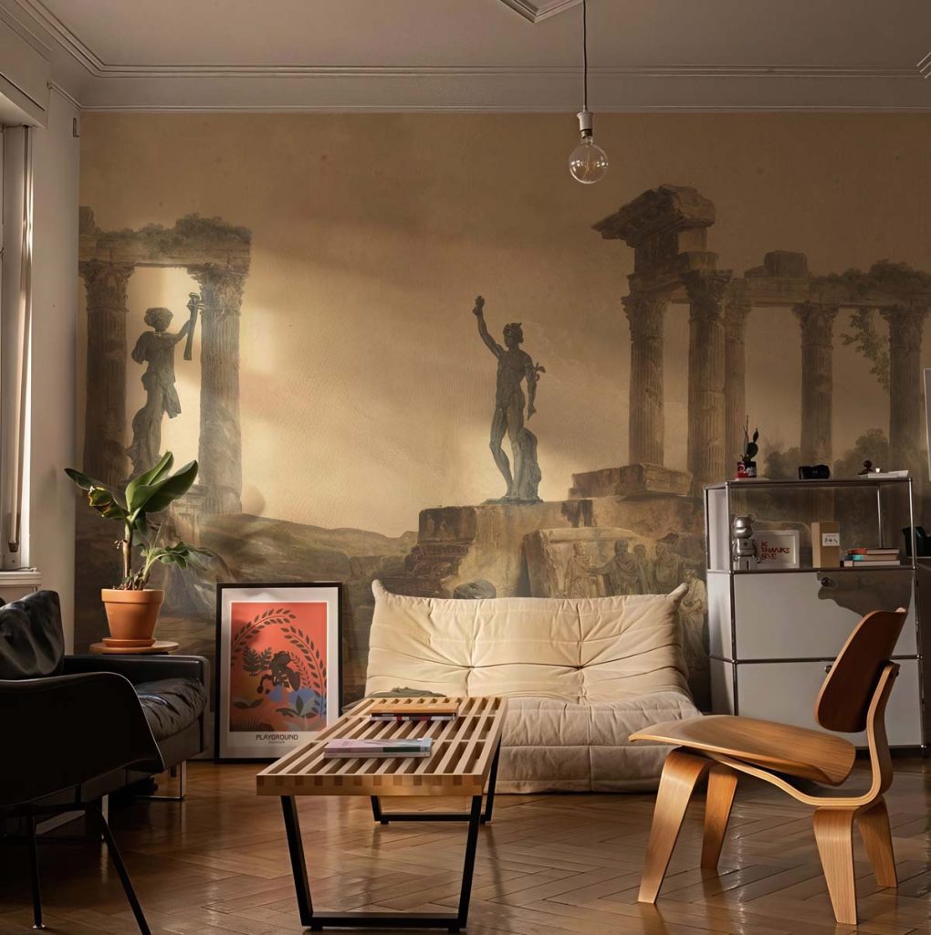 Epic, Classical Statue Pillars Wallpaper Mural - Magicdecor