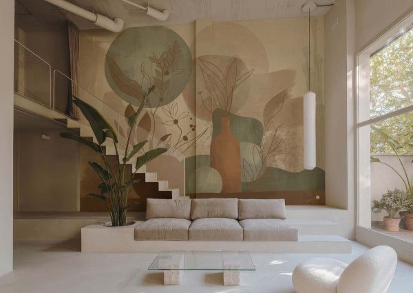 Ink Plumage, Earthy Botanicals in a Soft Abstract Harmony Wallpaper ...