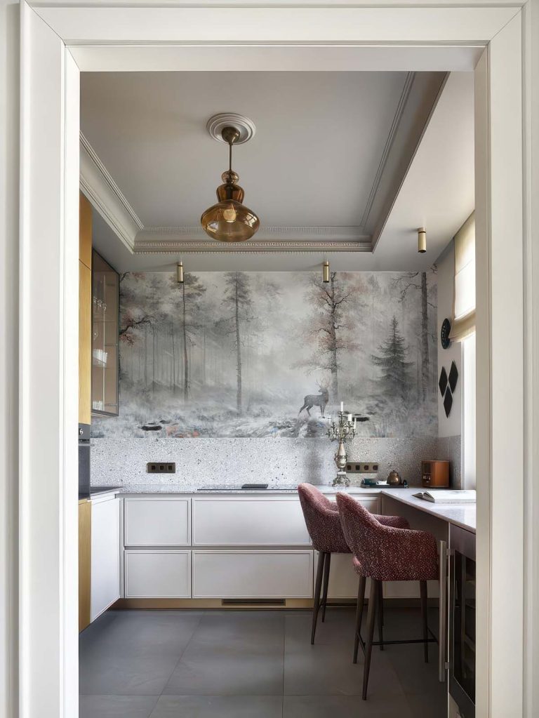 Eirwyn, Poetic and Frosted Subtle Ethereal Charm Forest Mural - Magicdecor