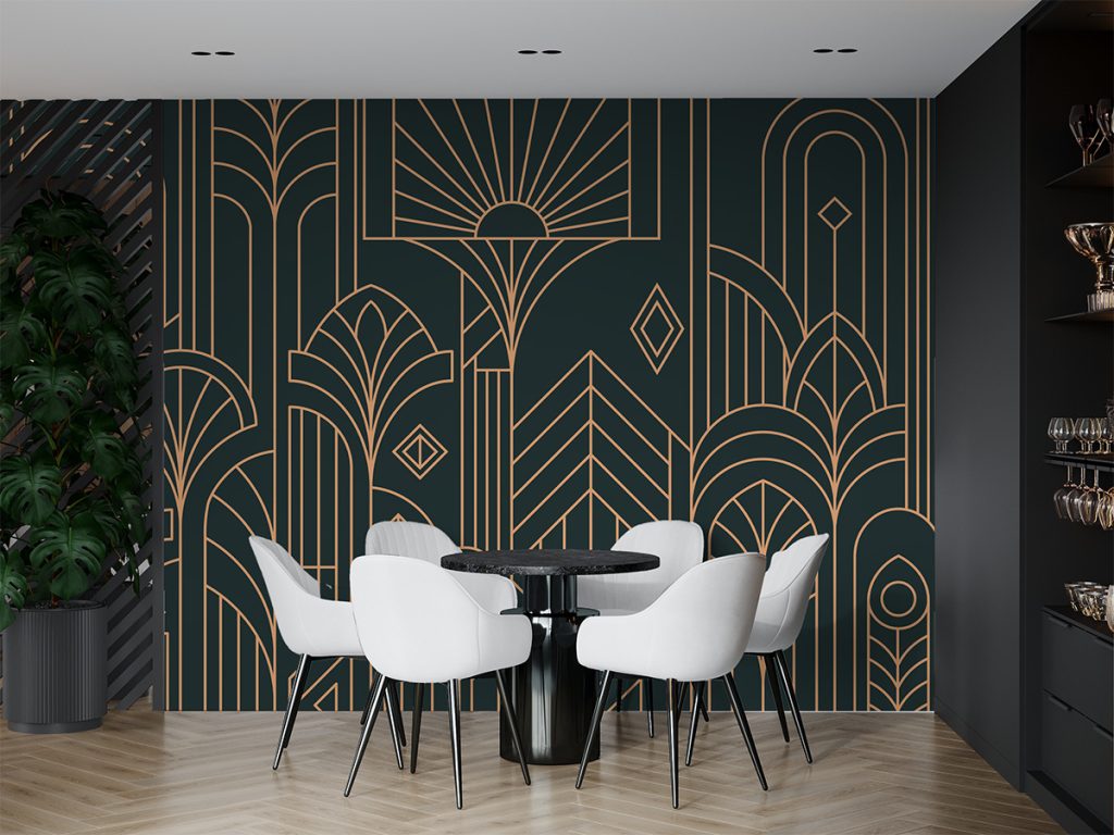 Decora, Green Gold Art Deco Vintage Glamour Mural - Magicdecor