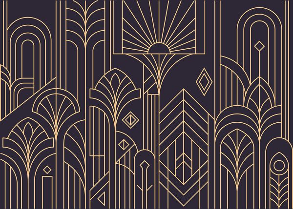 Decora, Purple Gold Art Deco Vintage Glamour Mural - Magicdecor