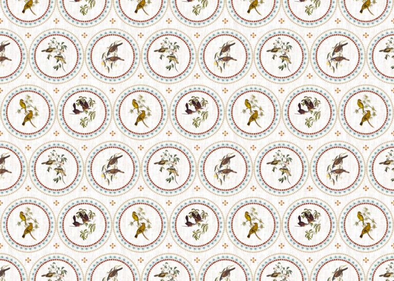 Birdora, Timeless Avian Circle Motif Wallpaper - Magicdecor